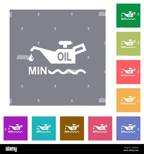 Oil Level Minimum Indicator Flat Icons On Simple Color Square