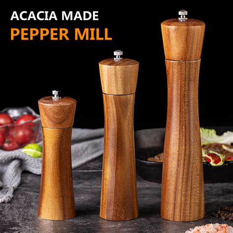 Badu Bg Мелничка за сол и черен пипер мелница за пипер за подправки от масивно дърво със здрава
