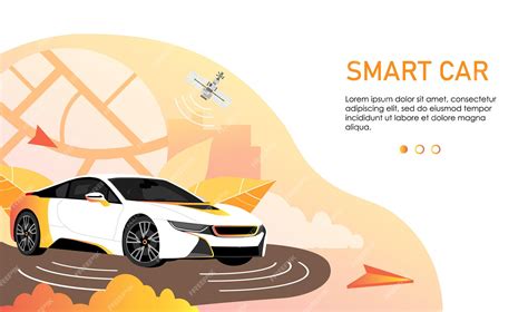 Premium Vector Smart Selfdriving Car Concept Autonomous Autopilot Smart Driverless Electric