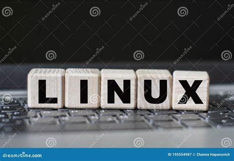 Concept Word Linux On Cubes On The Background Of A Laptop Stock Image
