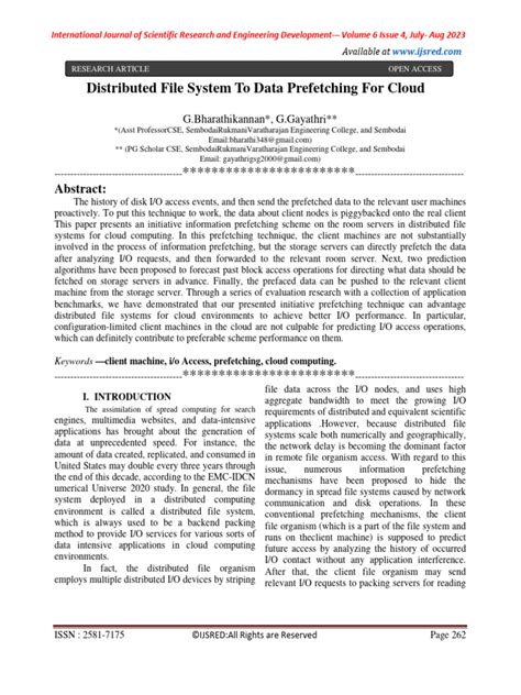 Distributed File System To Data Prefetching For Cloud Pdf Cloud Computing Computer File