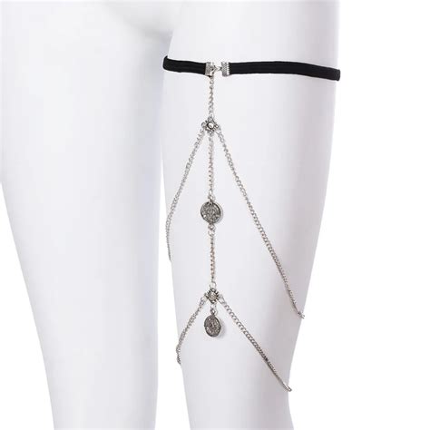 Simple Sexy Multi Layer Coin Chain Body Leg Cross Chains Women Summer Beach Silver Accessories