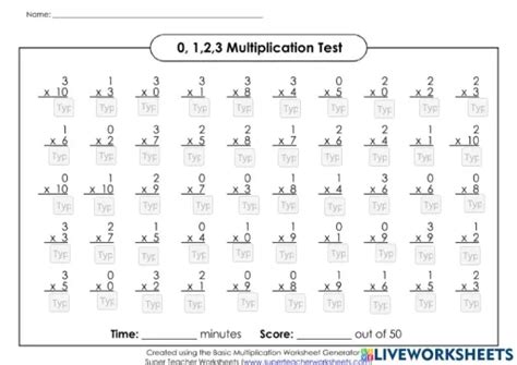 Performance Task Multiplication Facts 0 3 Interactive Worksheet Edform