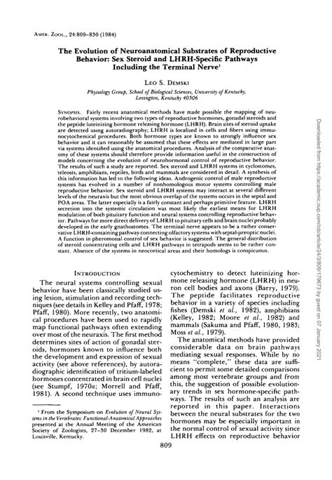 Pdf The Evolution Of Neuroanatomical Substrates Of Reproductive