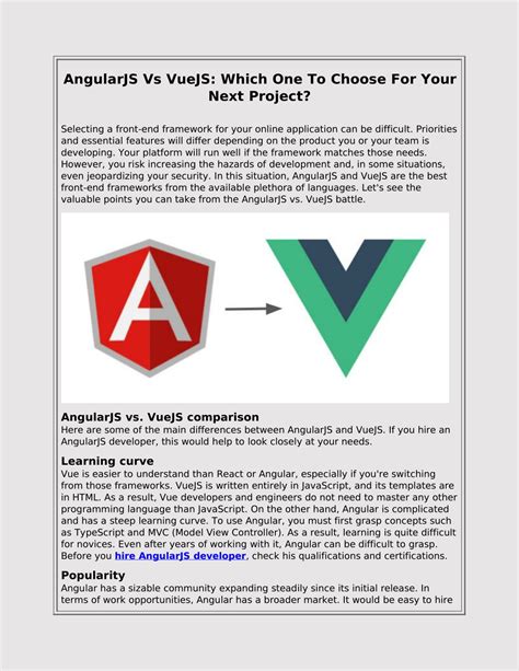 Ppt Angularjs Vs Vuejs Which One To Choose For Your Next Project