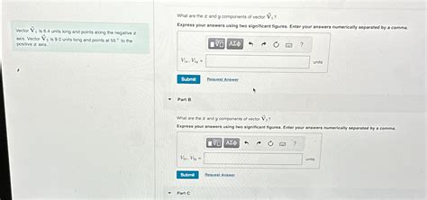 Solved Vector Vec V Is Units Long And Points Along Chegg Com