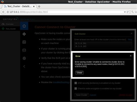 Datastax Opscenter Cant Connect To Cassandra All Hosts Tried For