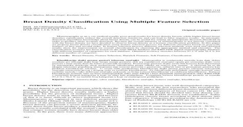 Pdf Breast Density Classication Using Multiple Feature Density