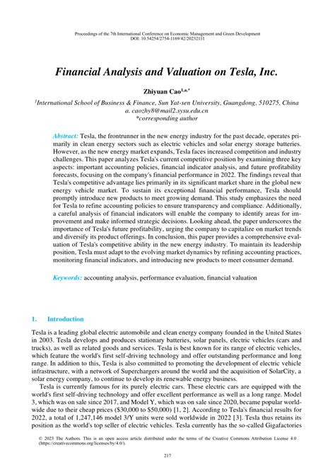 PDF Financial Analysis And Valuation On Tesla Inc