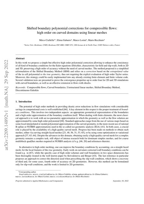 Pdf Shifted Boundary Polynomial Corrections For Compressible Flows High Order On Curved