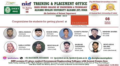 Campus Placement Selection Zhcet Amu Training And Placement Office Zhcet Amu 13 Comments