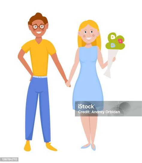 Happy Romantic Couple Hand Holding向量圖形及更多一起圖片 一起 丈夫 人 Istock