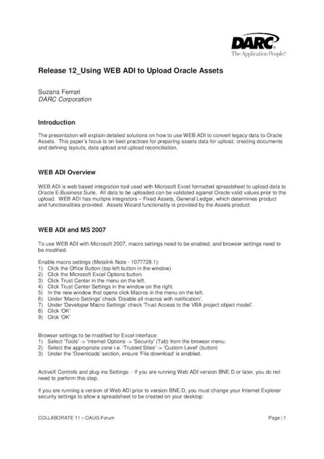 Pdf R12 Using Web Adi To Upload Oracle Assets White Paperpdf