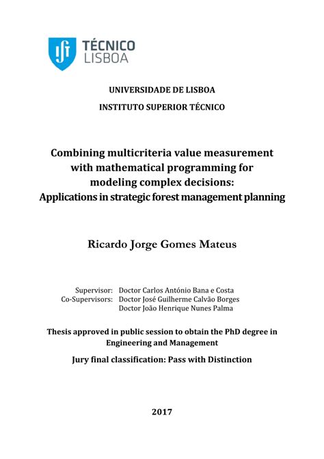Pdf Combining Multicriteria Value Measurement With Mathematical Programming For Modeling