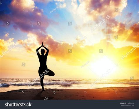 Yoga Vrikshasana Tree Pose By Woman Stock Photo Shutterstock