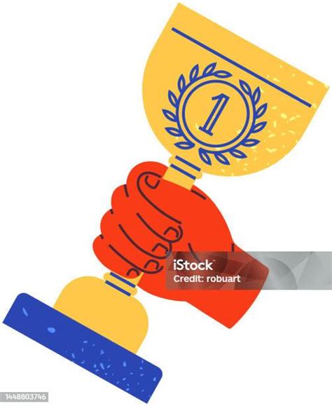 우승자 트로피 컵을 들고 있습니다 1 위 상 경쟁 챔피언 상 승리의 상징 Championship에 대한 스톡 벡터 아트 및 기타 이미지 Championship 개념