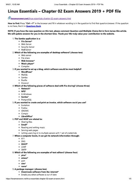 Linux Essentials Chapter 2 Exam Answers 2019 Pdf