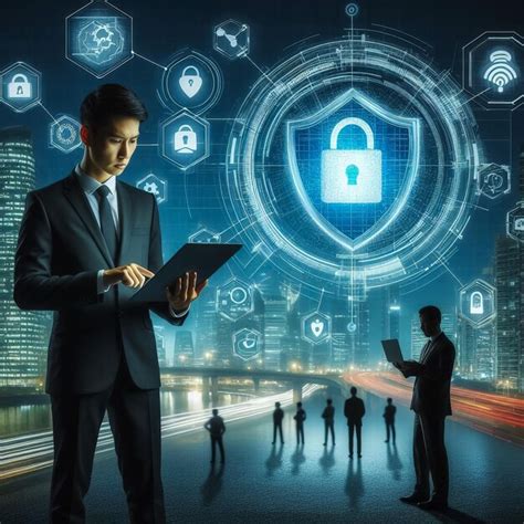 Cyber Security Data Protection Businessman Holding A Key To Protect