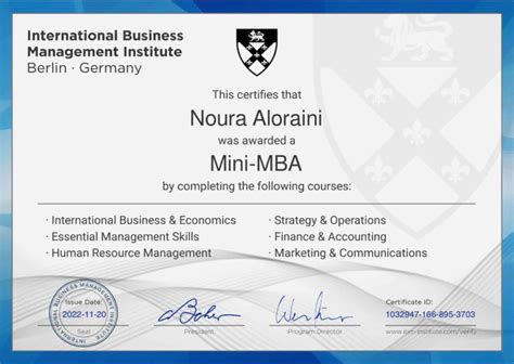 Noura Aloraini On Linkedin I Am Pleased To Share That I Have Successfully Completed The Mini Mba