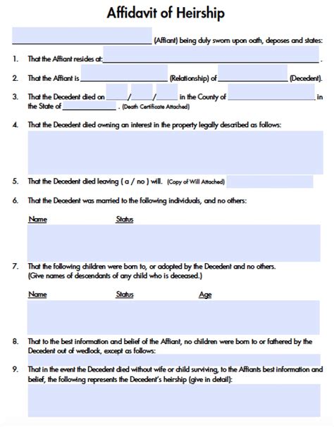 Printable Small Estate Affidavit Illinois