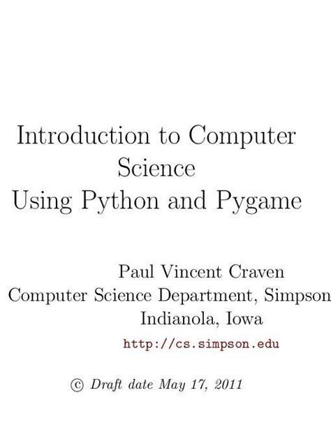 Pdf Introduction To Computer Science Using Python And Pygame