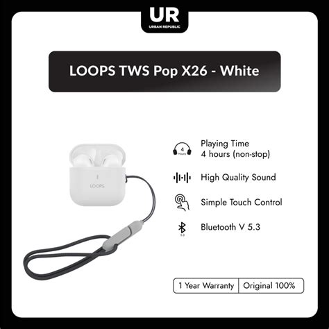 Jual Loops Tws True Wireless Bluetooth Earphone Pop X26 White