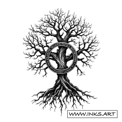 Tattoo Design Elden Ring Symbol And Shattered Tree Style Black And Grey