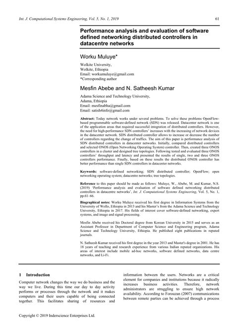 Pdf Performance Analysis And Evaluation Of Software Defined