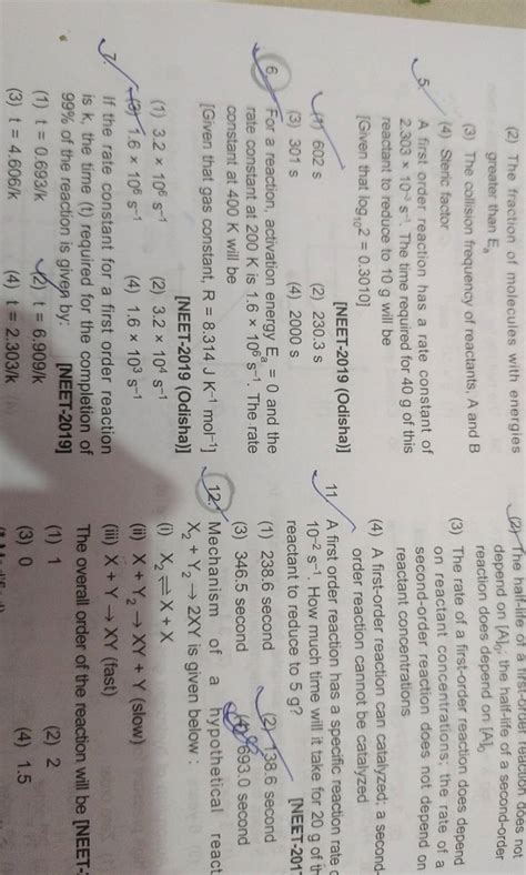 A First Order Reaction Has A Rate Constant Of Second Order Reaction Does