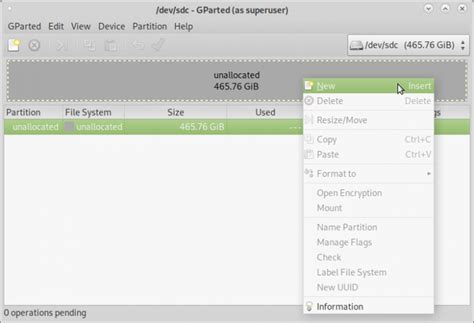 gnu linux howto create mac partition hfs with gparted greyed out