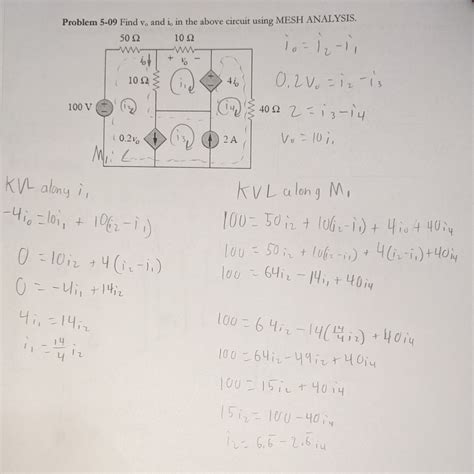 Solved Find V0 And I0 In The Circuit Using Mesh Analysis I