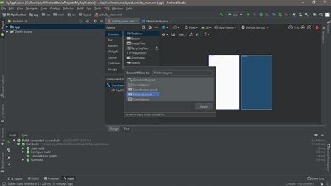 How To Switch From The Default Constraintlayout To Relativelayout In