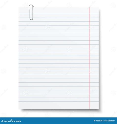 Notebook Lined Paper Sheet With Metallic Clip Stock Vector Illustration Of Notepad Metal