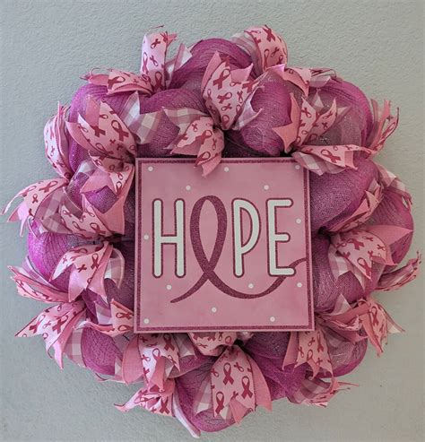 Breast Cancer Awareness Ribbon Wreath Etsy