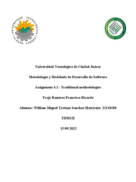 Assignment 41 Traditional Methodologies Pdf Software Desarrollo De Software