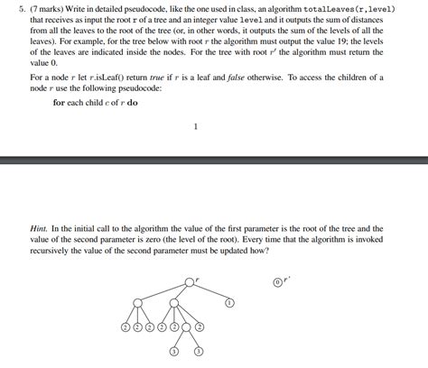 Solved 5 7 Marks Write In Detailed Pseudocode Like The