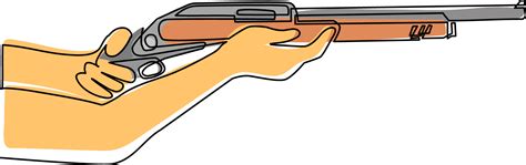 Single Continuous Line Drawing Hand Holding Shotgun Shotgun Personal