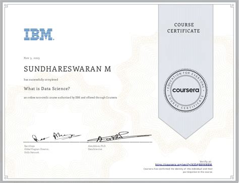 Completed Data Science Course On Coursera Sundhareswaran M Posted On