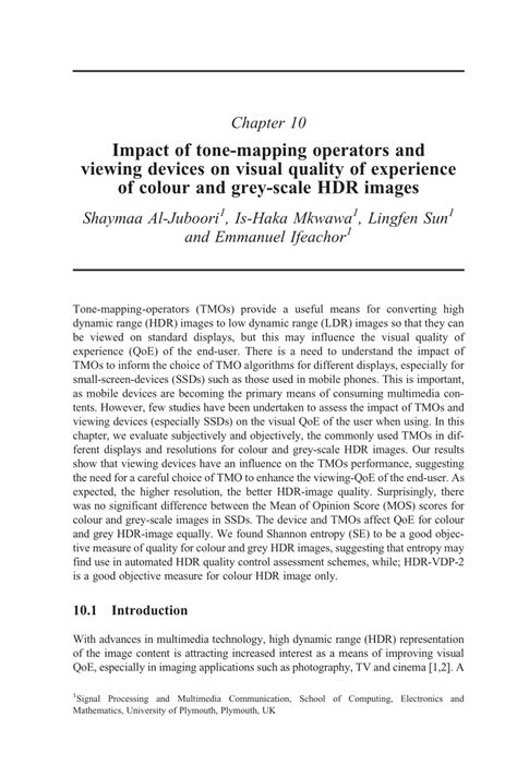 pdf impact of tone mapping operators and viewing devices on visual