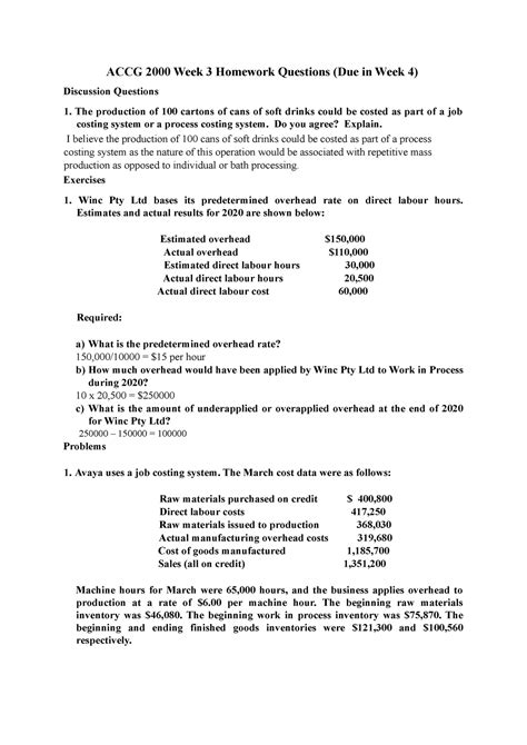 Accg 2000 Week 3 Homework Questions To Sumbit Accg 2000 Week 3 Homework Questions Due In