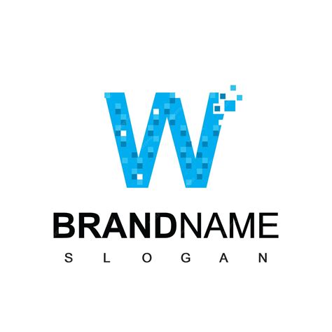 편지 W 픽셀 로고 템플릿 프리미엄 벡터