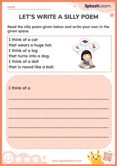 Lets Write A Silly Poem Ela Worksheets Splashlearn
