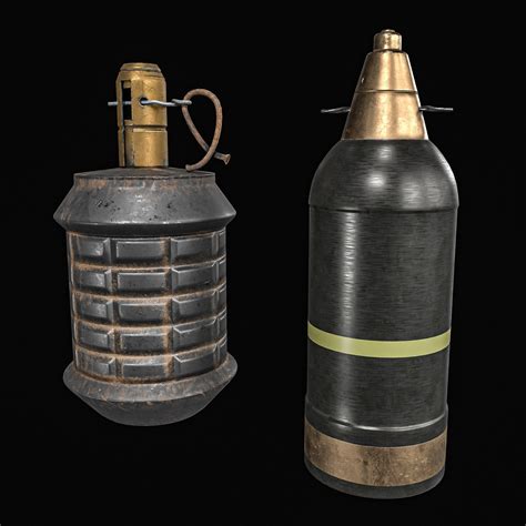 Type 97 Hand Grenade And Type 89 Grenade Launcher 3d Model Cgtrader