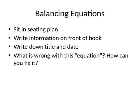 Balancing Equations Teaching Resources