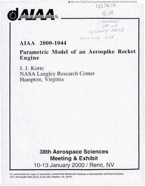 Pdf Parametric Model Of An Aerospike Rocket Engine Dokumen Tips