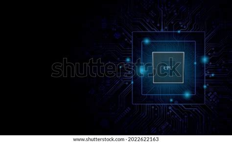Futuristic Microchip Processor Lights On Blue Stock Vector Royalty Free 2022622163 Shutterstock
