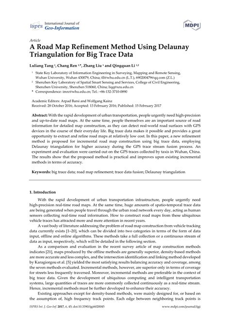 Pdf A Road Map Refinement Method Using Delaunay Triangulation For Big Trace Data