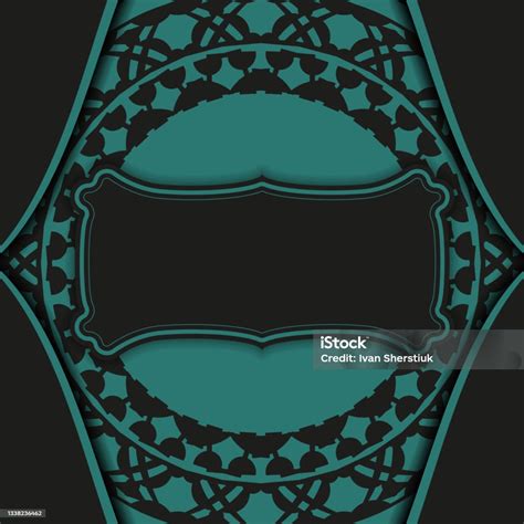 파란색 그리스 장식과 검은 색의 인쇄 디자인 엽서를위한 고급스러운 벡터 템플릿 텍스트 및 추상 적 패턴에 대한 장소와 초대 준비