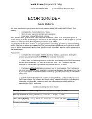 Practice Mock Exam ECOR 1046 DEF Truss Forces Reactions Course Hero