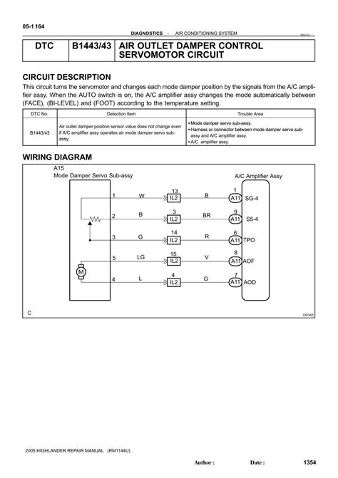 Dtc B1443 43 Air Outlet Damper Control Servomotor Highlander Club